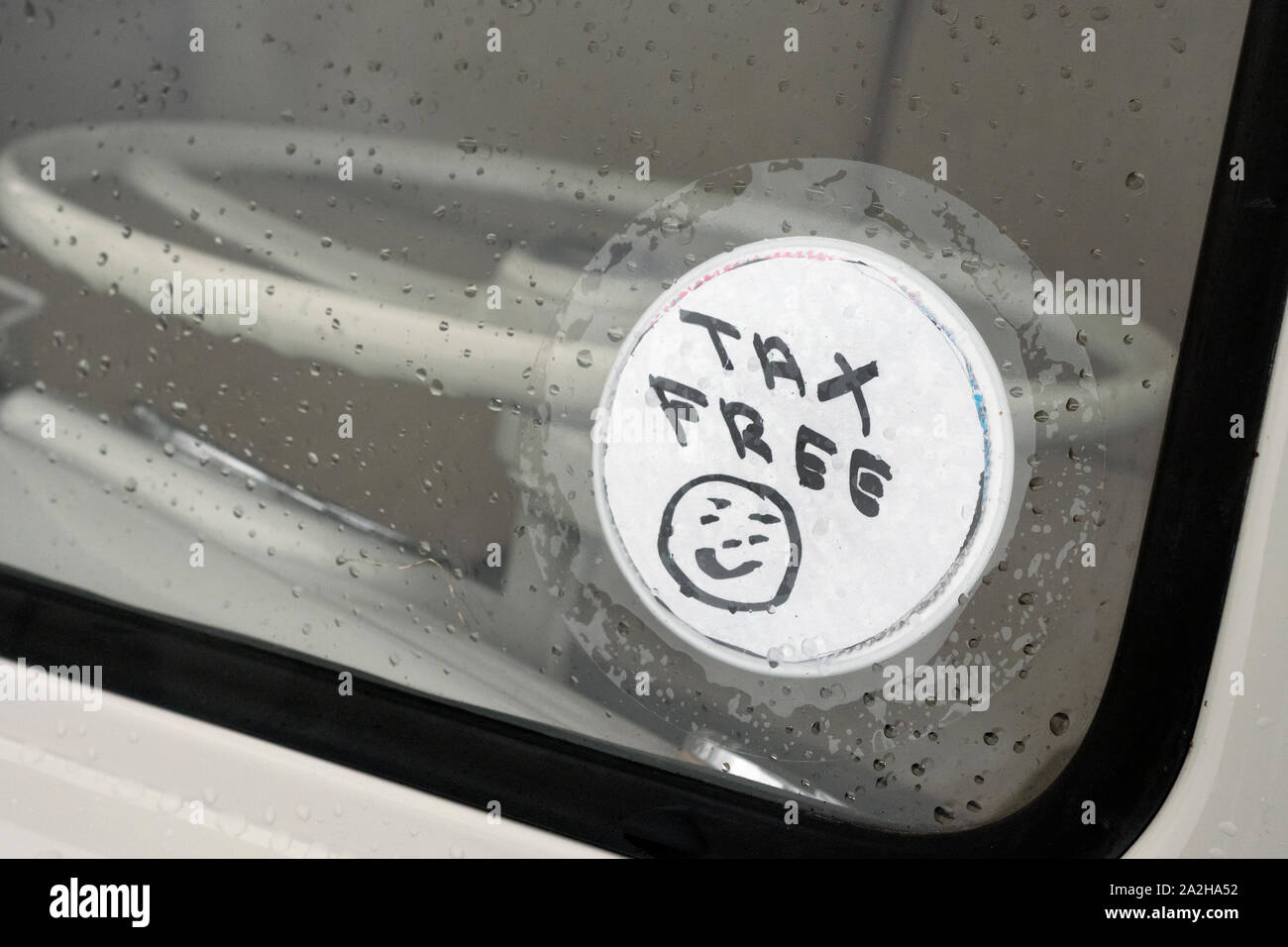 Joke tax disc at the Oh So Retro show in Margate 29/9/2019 Stock Photo ...