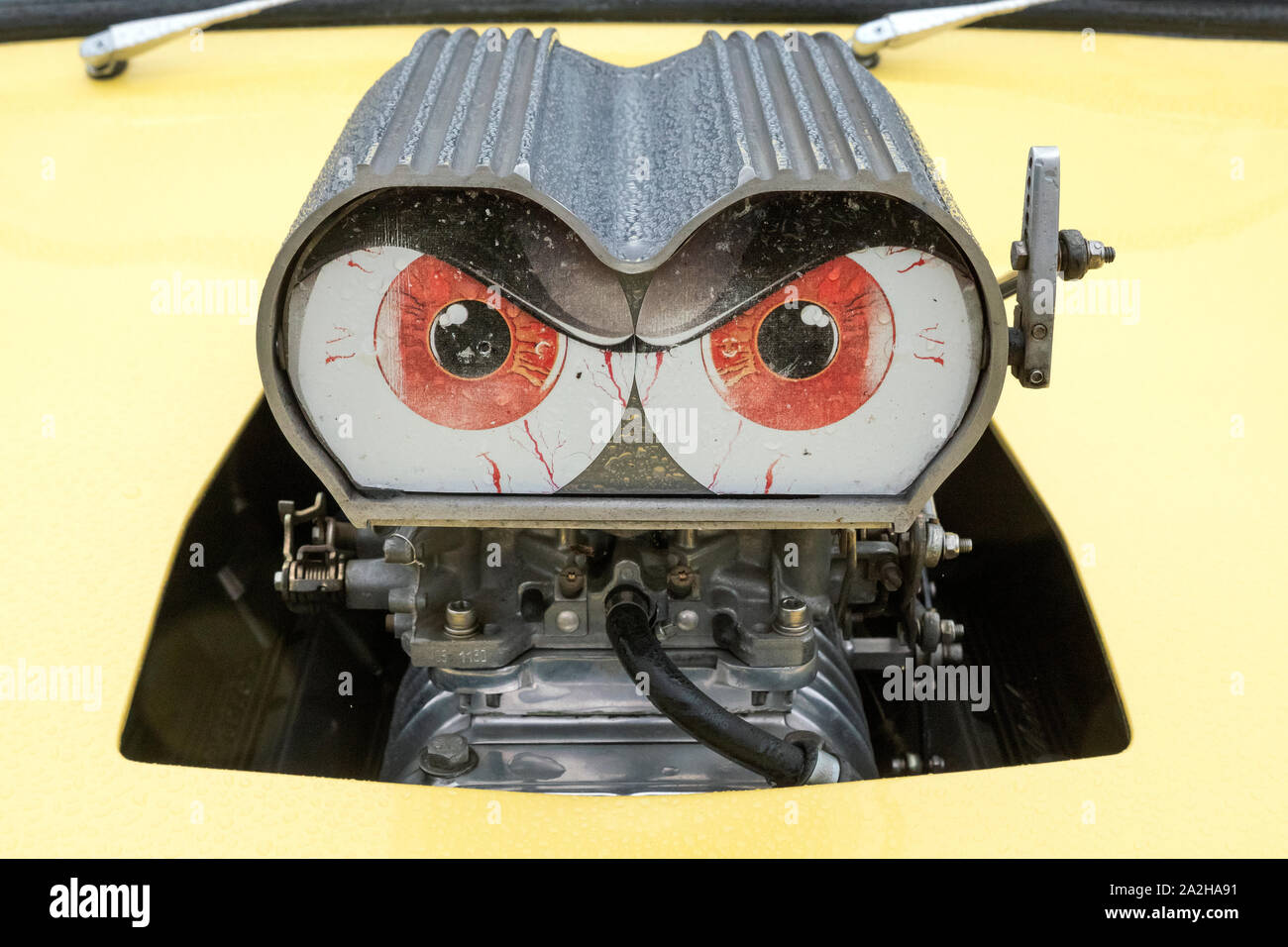 Supercharger intake on a hot rod at the Oh So Retro show in Margate 29 ...