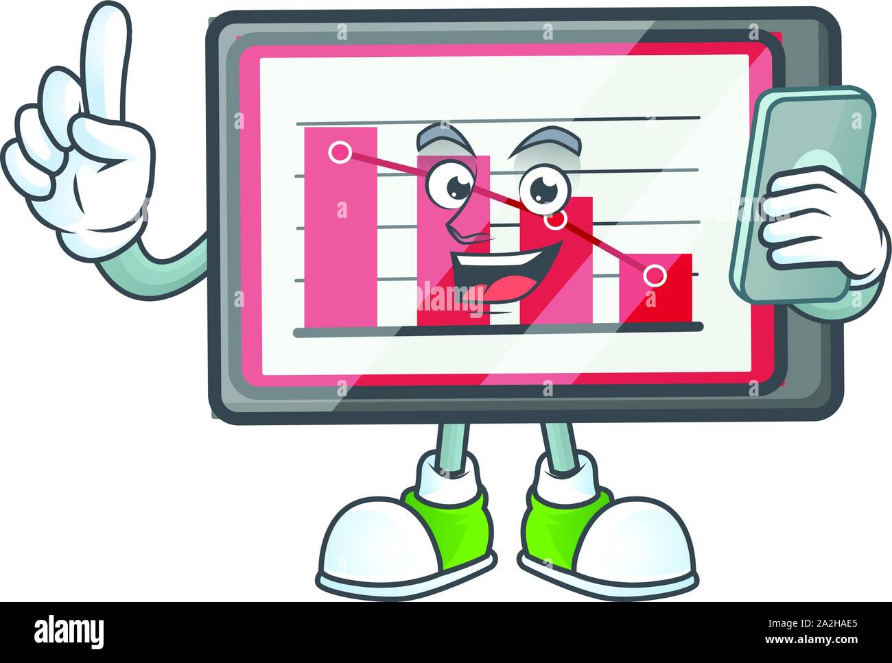 With phone down chart horizontal table with mascot Stock Vector Image ...