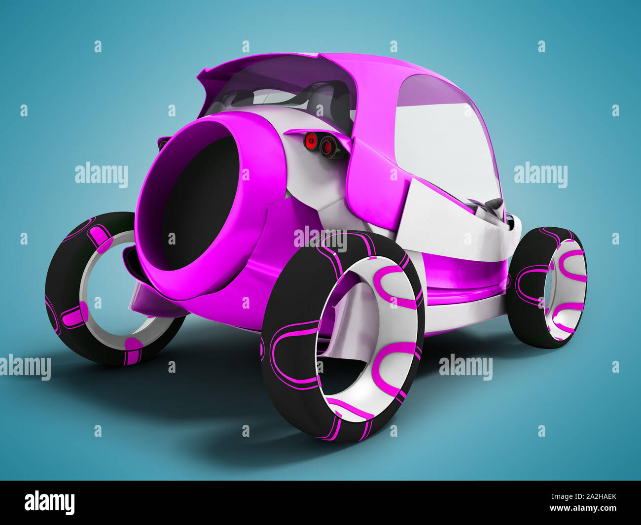 Modern purple electric car for trips at the airport for carrying ...