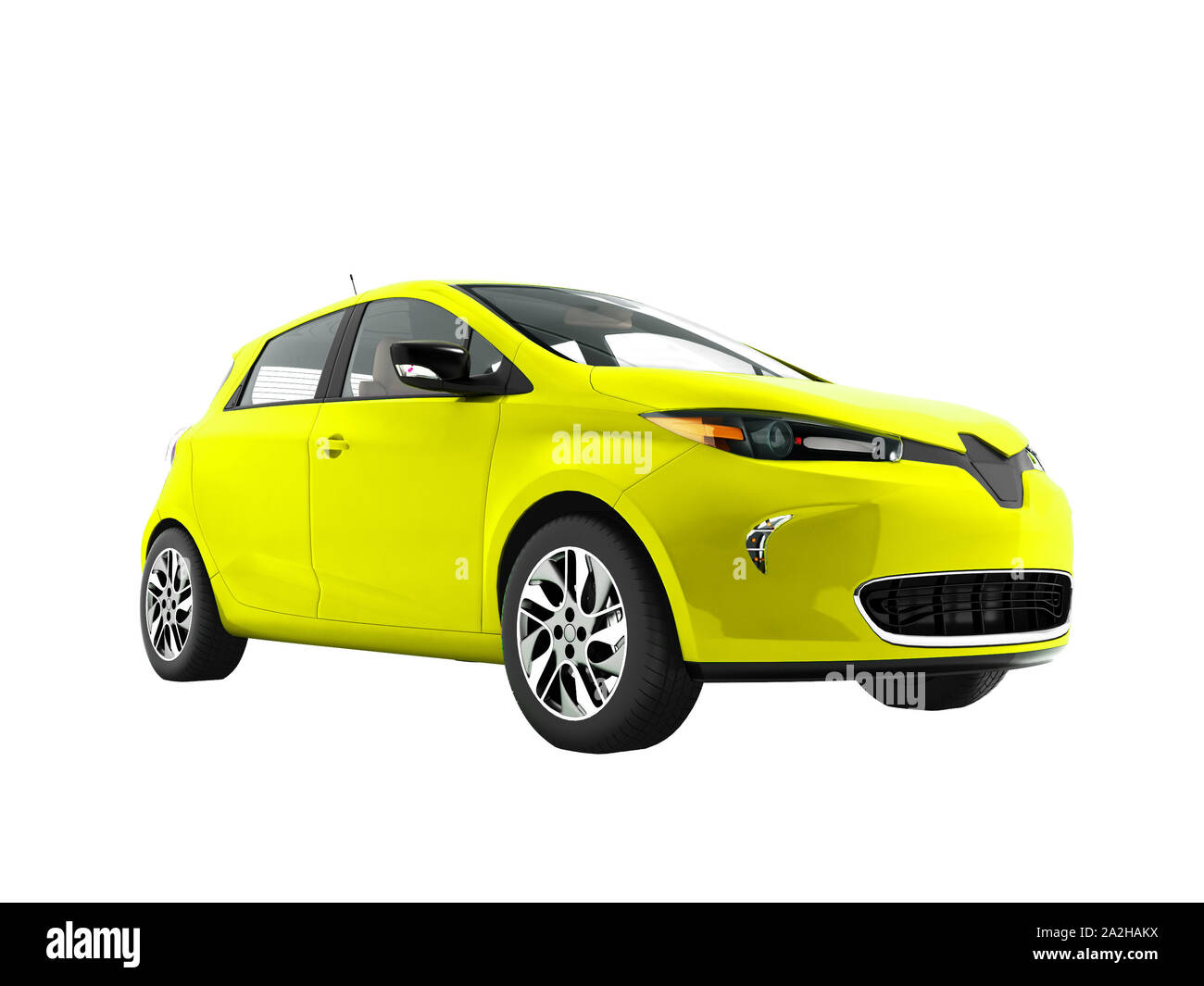 Modern yellow electric car for trips to the beach front 3d render not ...