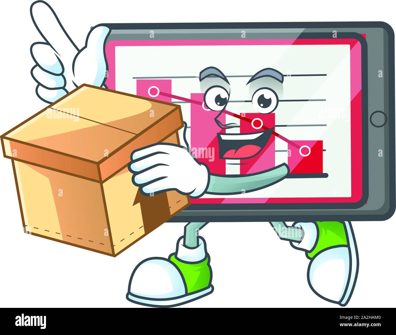 With box down chart horizontal table in cartoon character Stock Vector ...