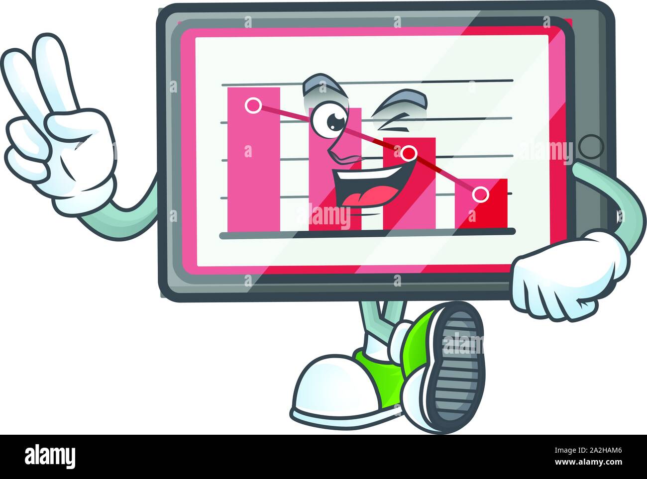 Two finger down chart horizontal table in cartoon character Stock ...