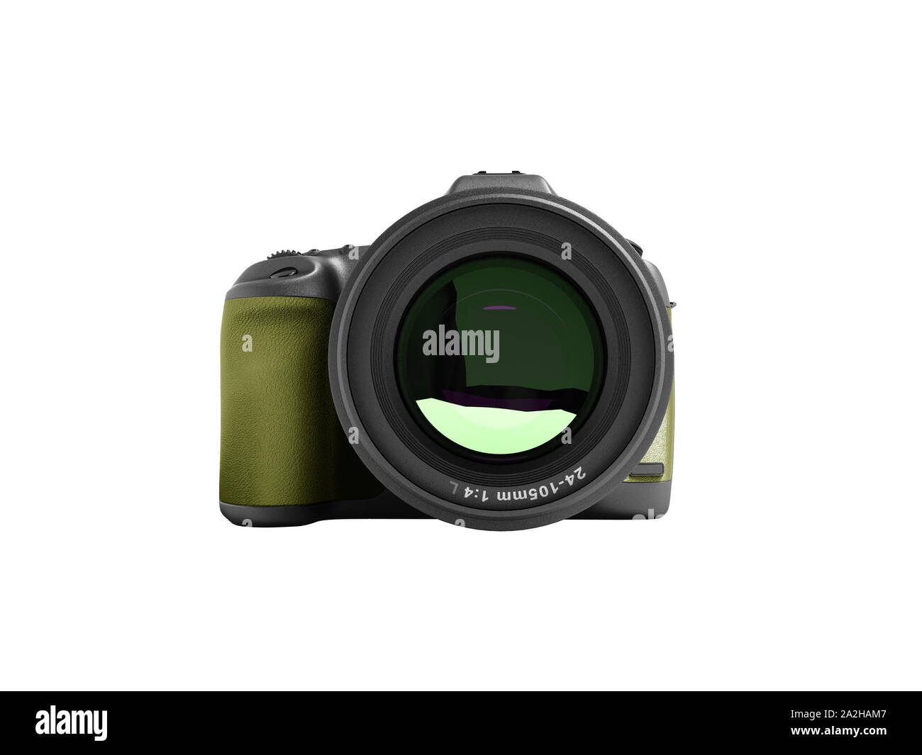 Modern yellow professional camera for nature photography front 3d ...