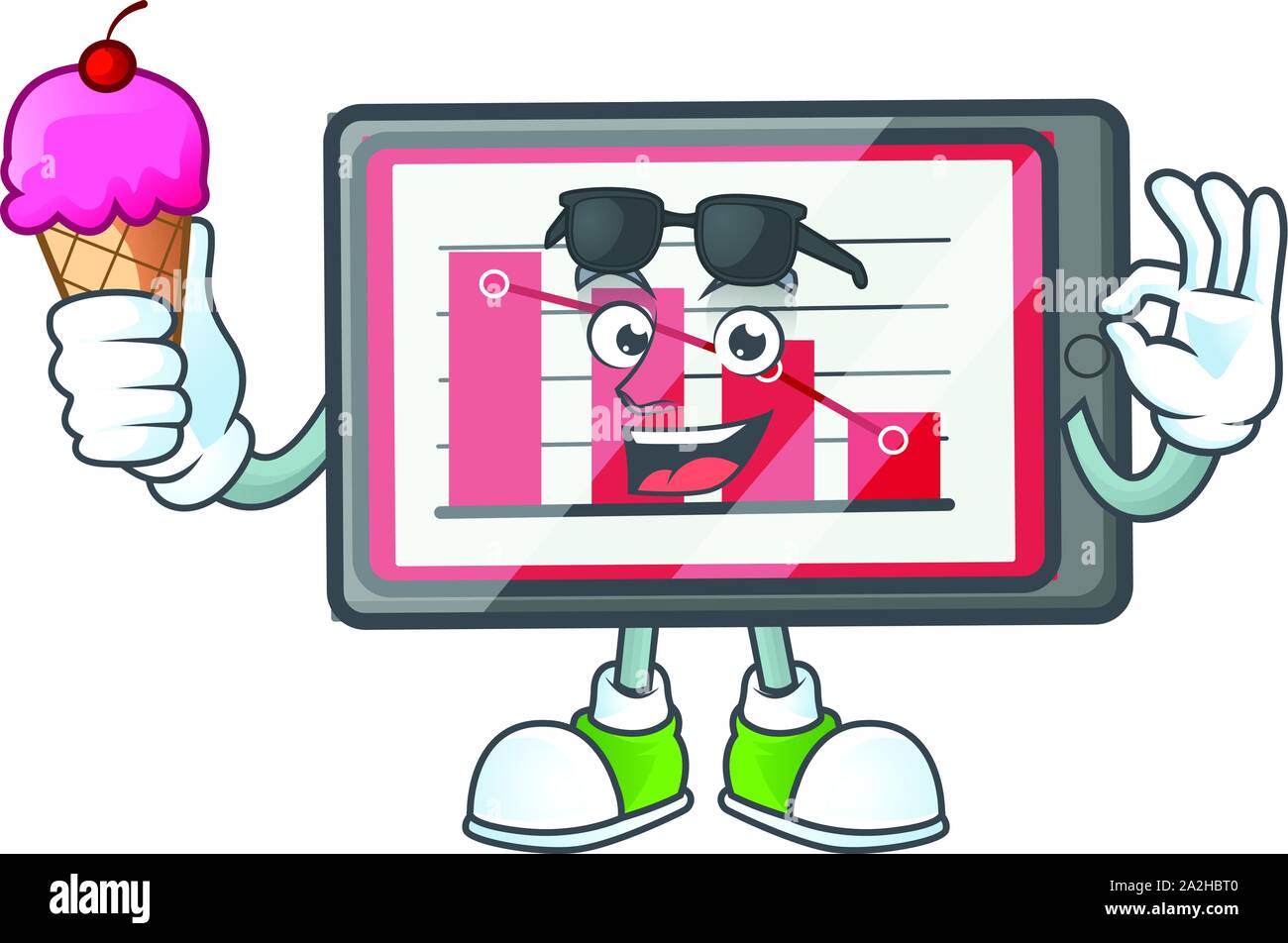 With ice cream down chart horizontal table in cartoon character Stock ...