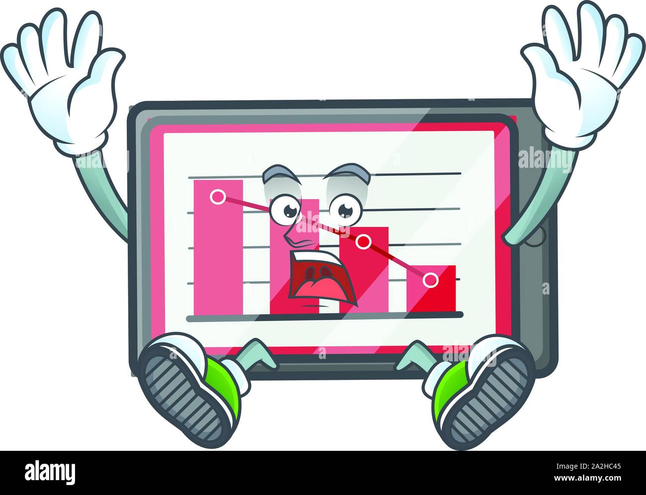 Successful down chart horizontal table in cartoon character Stock ...