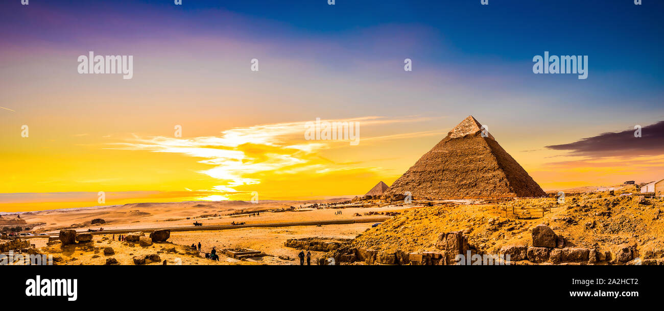 Great Pyramids of Giza, Egypt, at sunset Stock Photo - Alamy