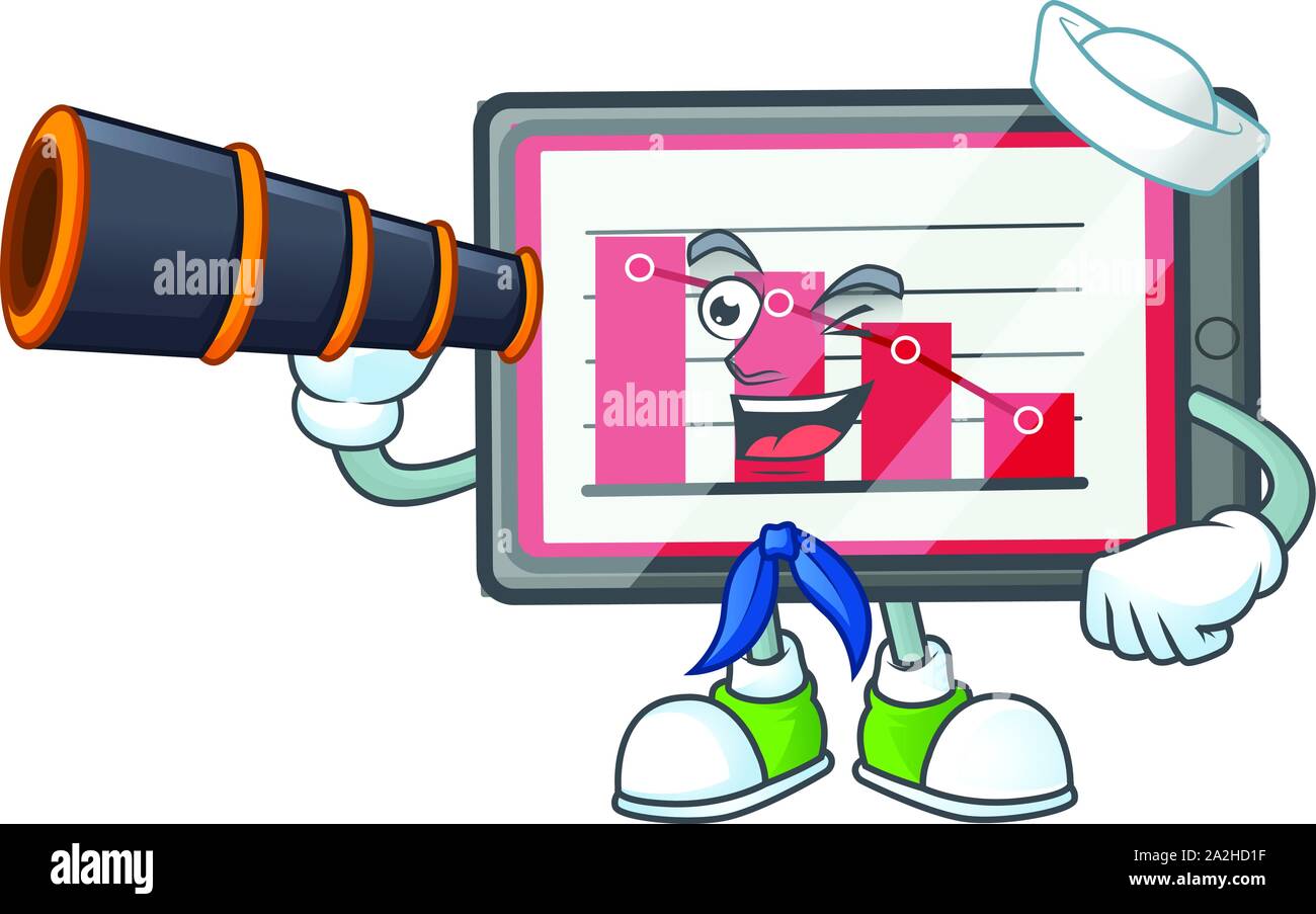 Sailor with binocular down chart horizontal table for report Stock ...