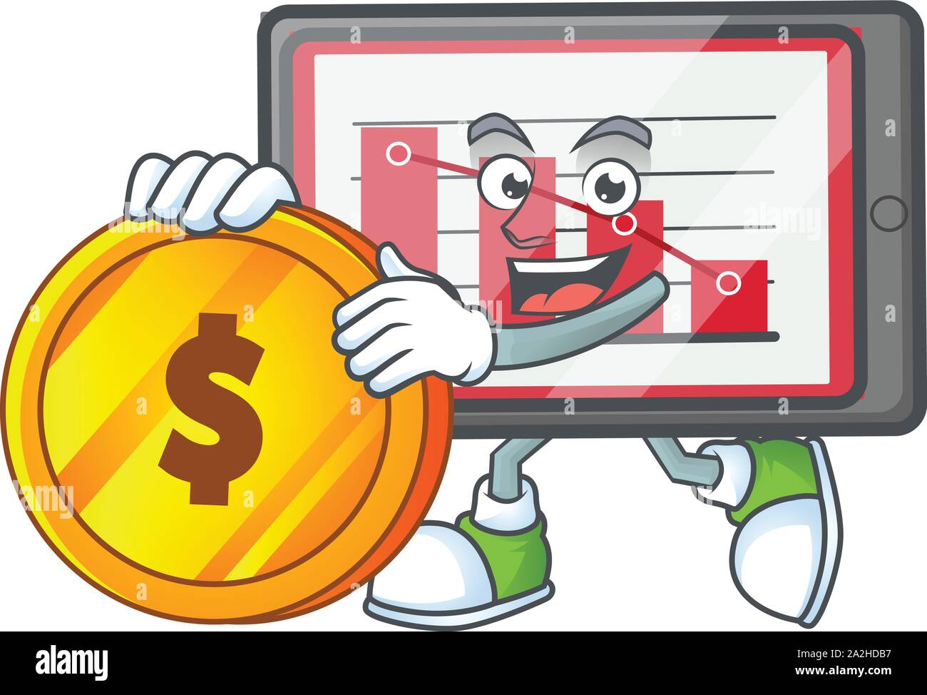 Bring coin down chart horizontal table on white background Stock Vector ...