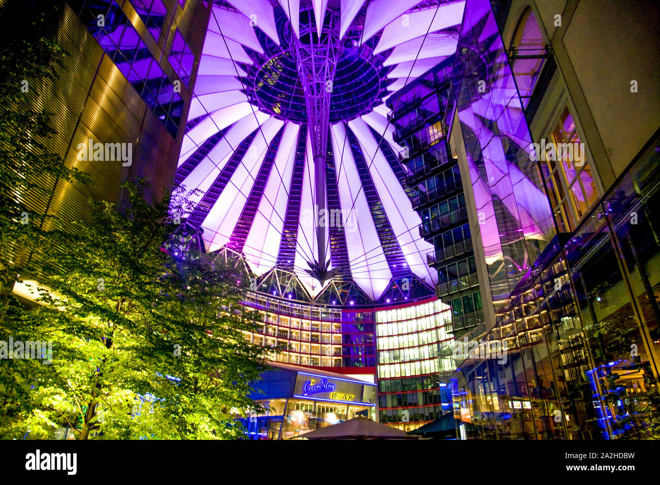 The Sony Centre at night in Berlin Germany Stock Photo - Alamy