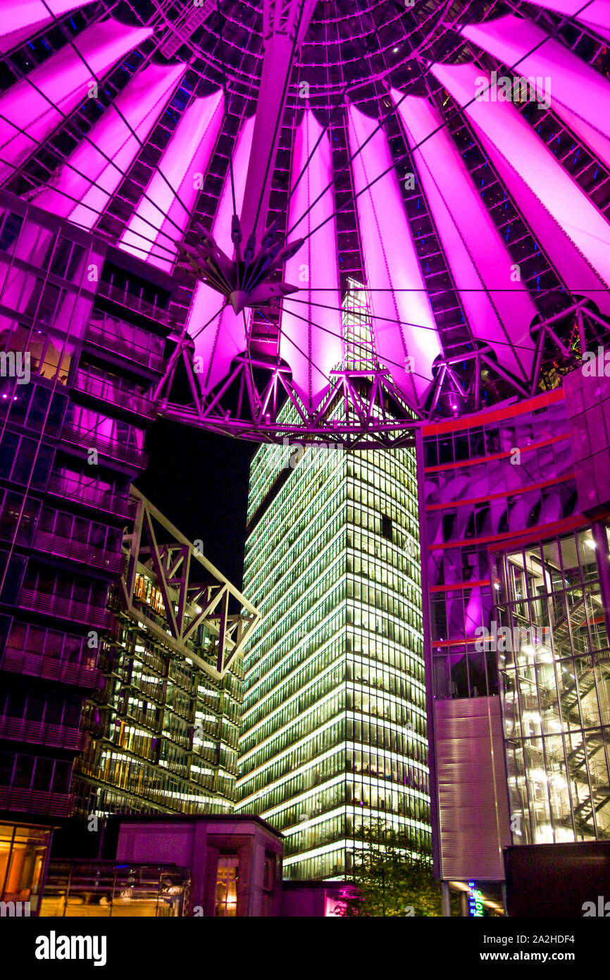 The Sony Centre at night in Berlin Germany Stock Photo - Alamy