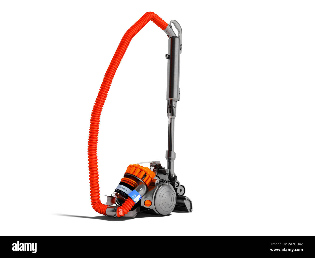 Modern orange vacuum cleaner with cyclone filter with black inserts 3D ...