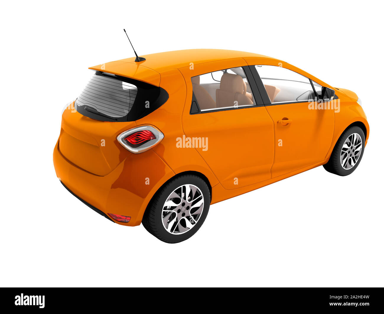 Modern orange electric car for summer trips isolated 3d render on white ...