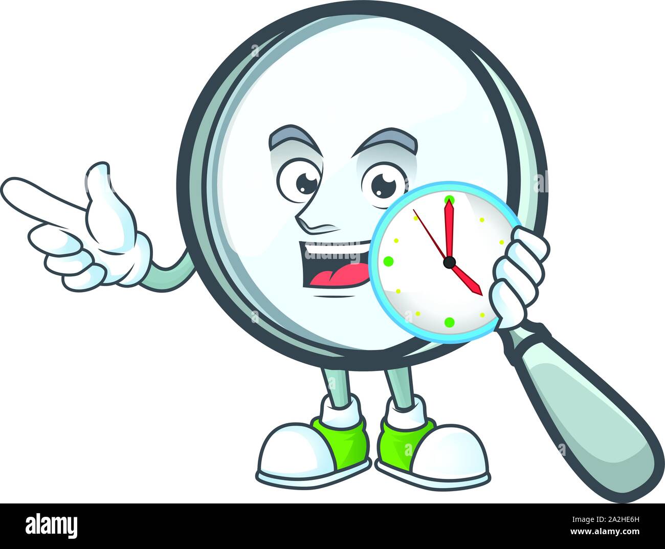 With clock magnifying glass isolated on white background Stock Vector ...