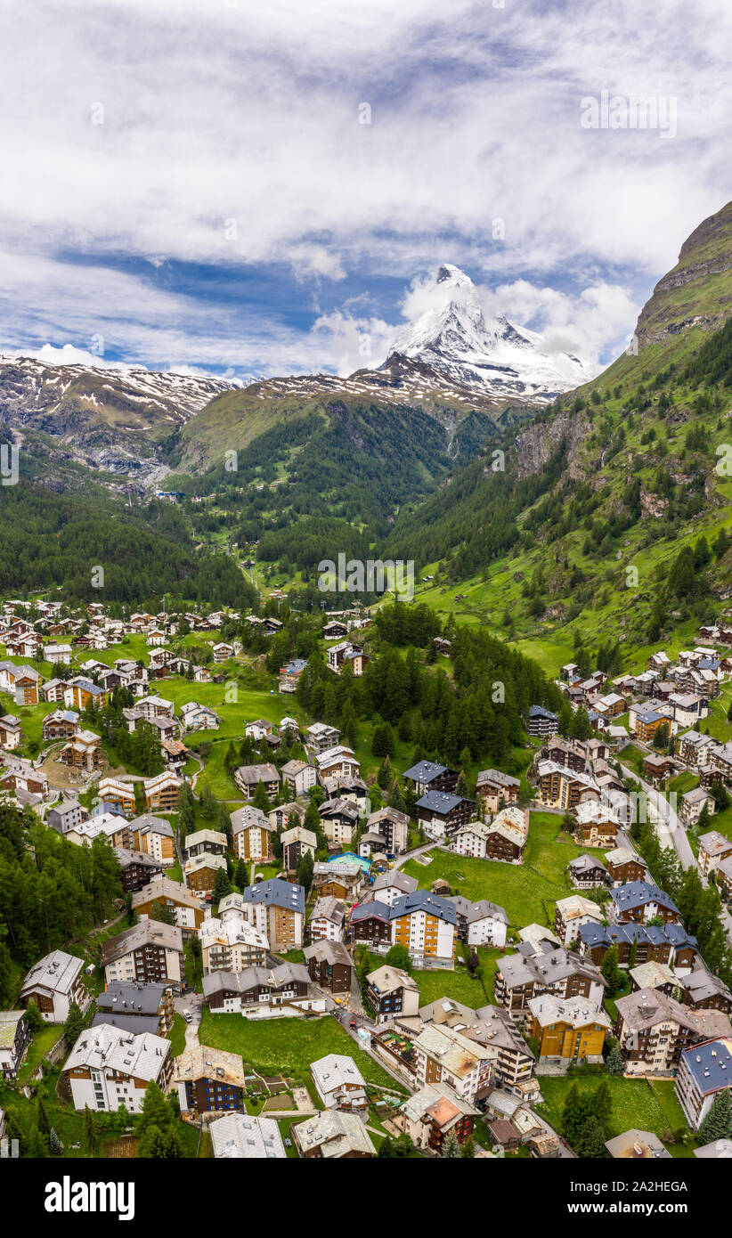 Beautiful landscape of Zermatt Valley and Matterhorn Peak, Switzerland ...
