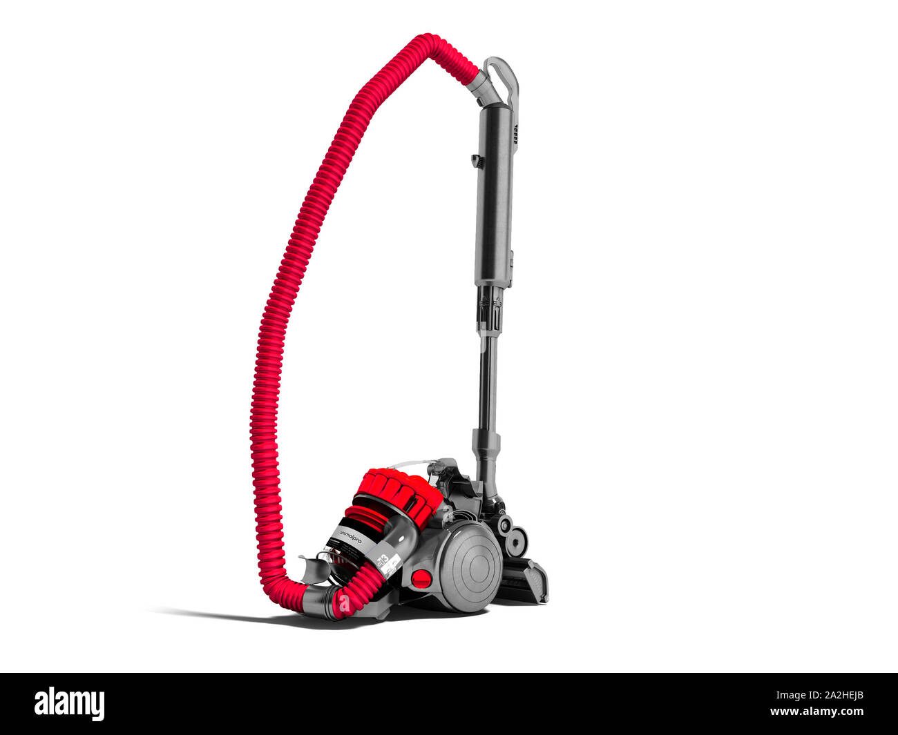 Modern red vacuum cleaner with cyclone filter with black inserts 3D ...