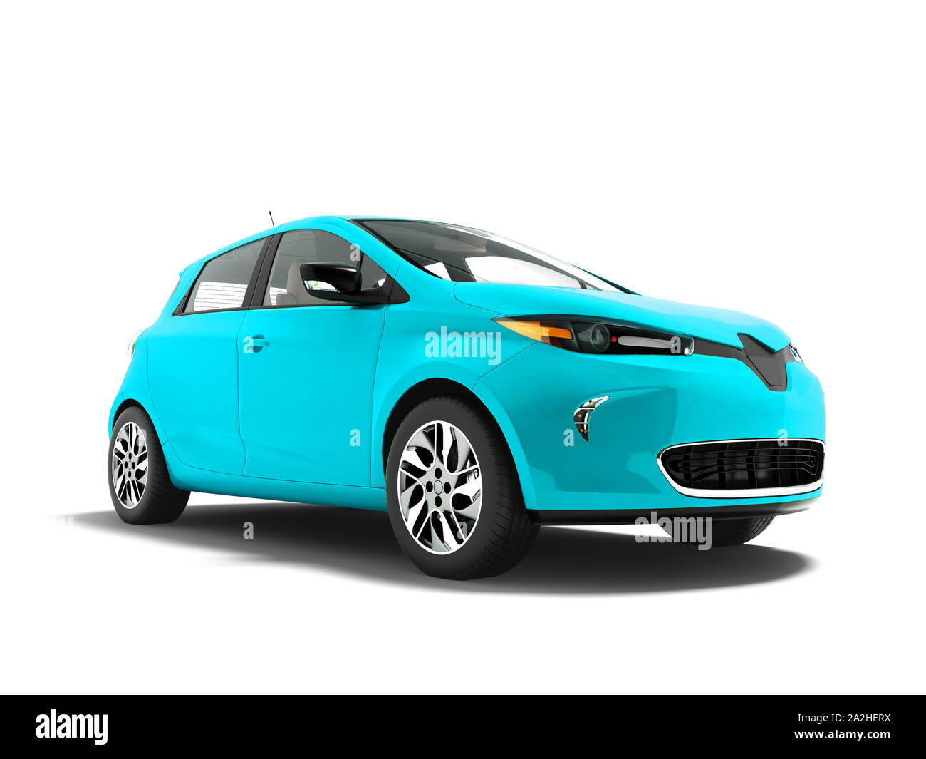 Modern blue electric car for trips to the beach front 3d render not ...