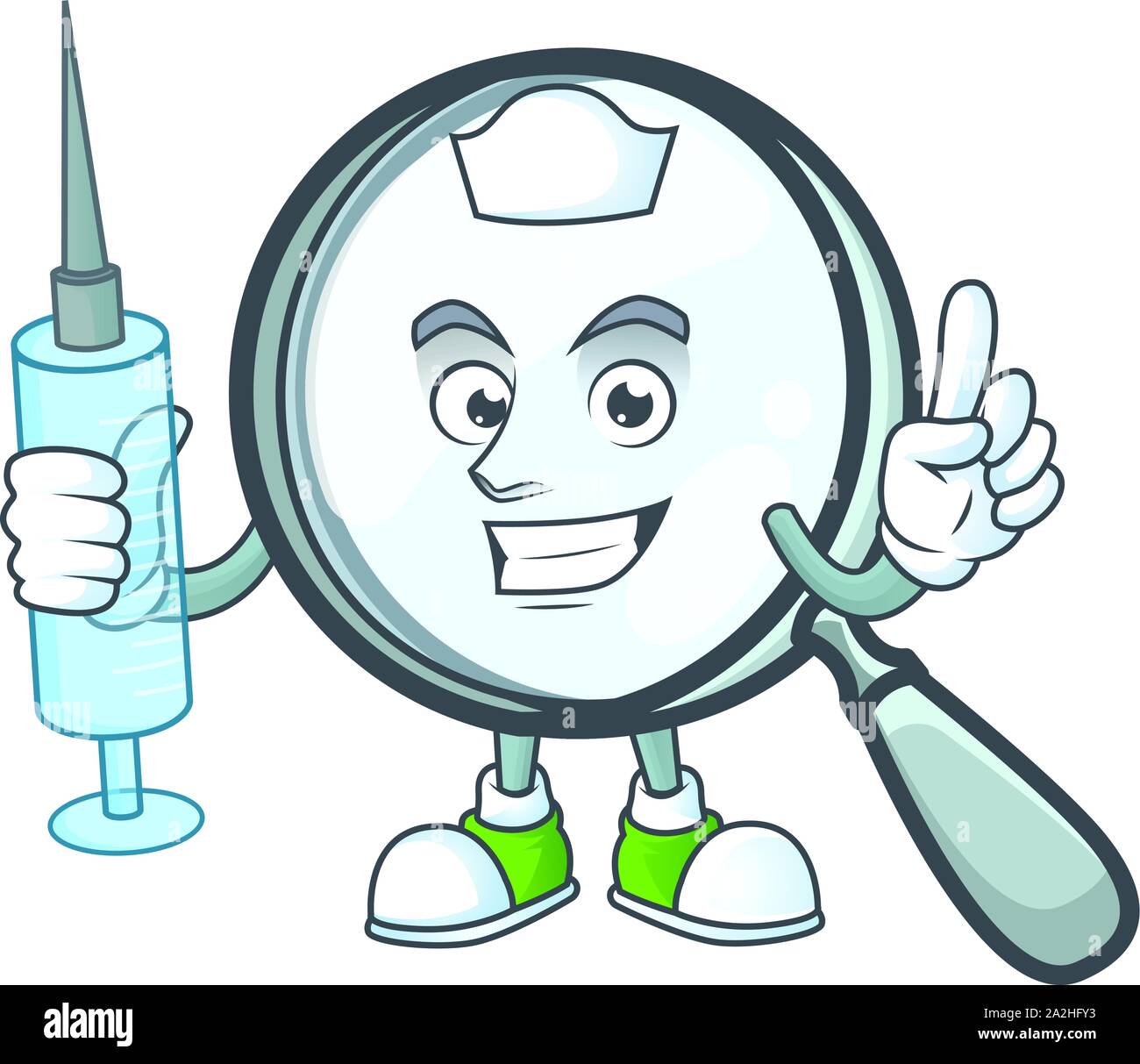 Nurse magnifying glass isolated on white background Stock Vector Image ...