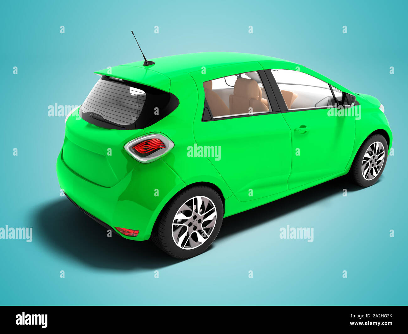 Modern green electric car for summer trips isolated 3d render on blue ...