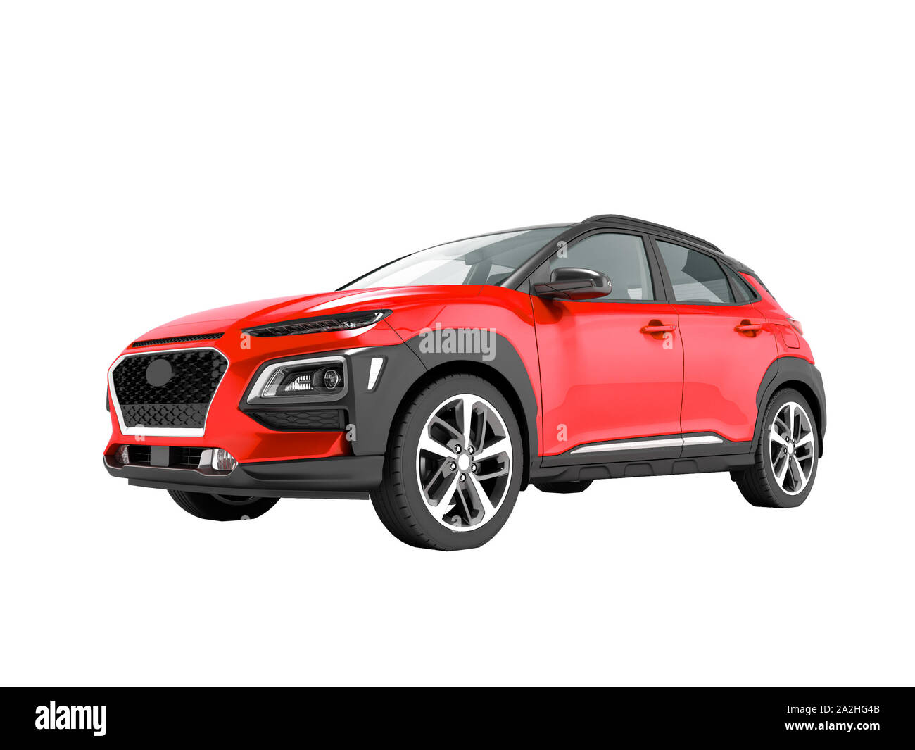 Modern red car crossover in front 3d render on white background no ...
