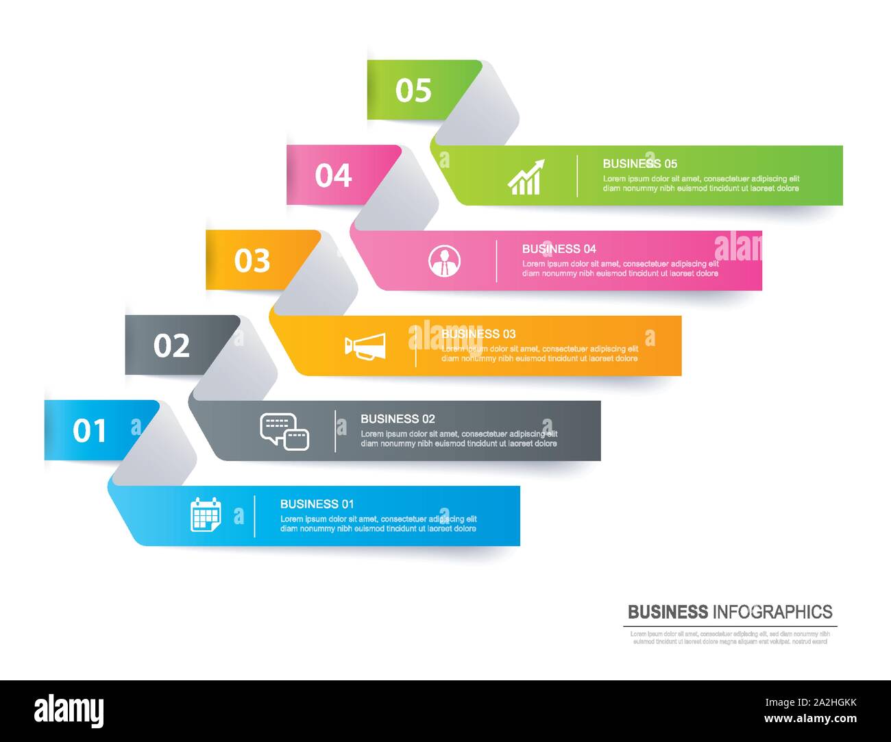 Infographics tab in horizontal paper index with 5 data template. Vector ...