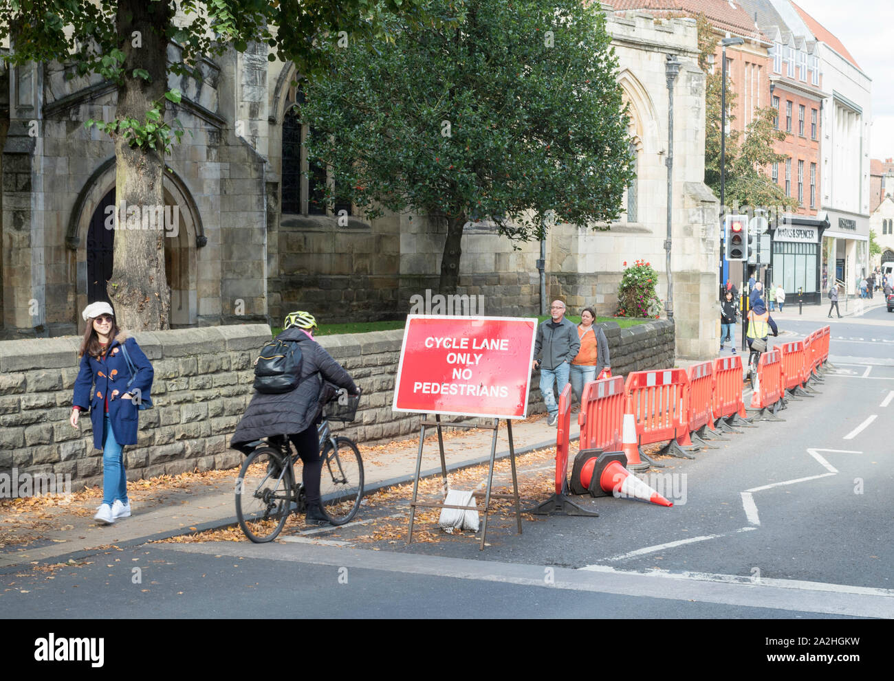 Sign, Cycle Lane Only No Pedestrians, in York, North Yorkshire, England ...