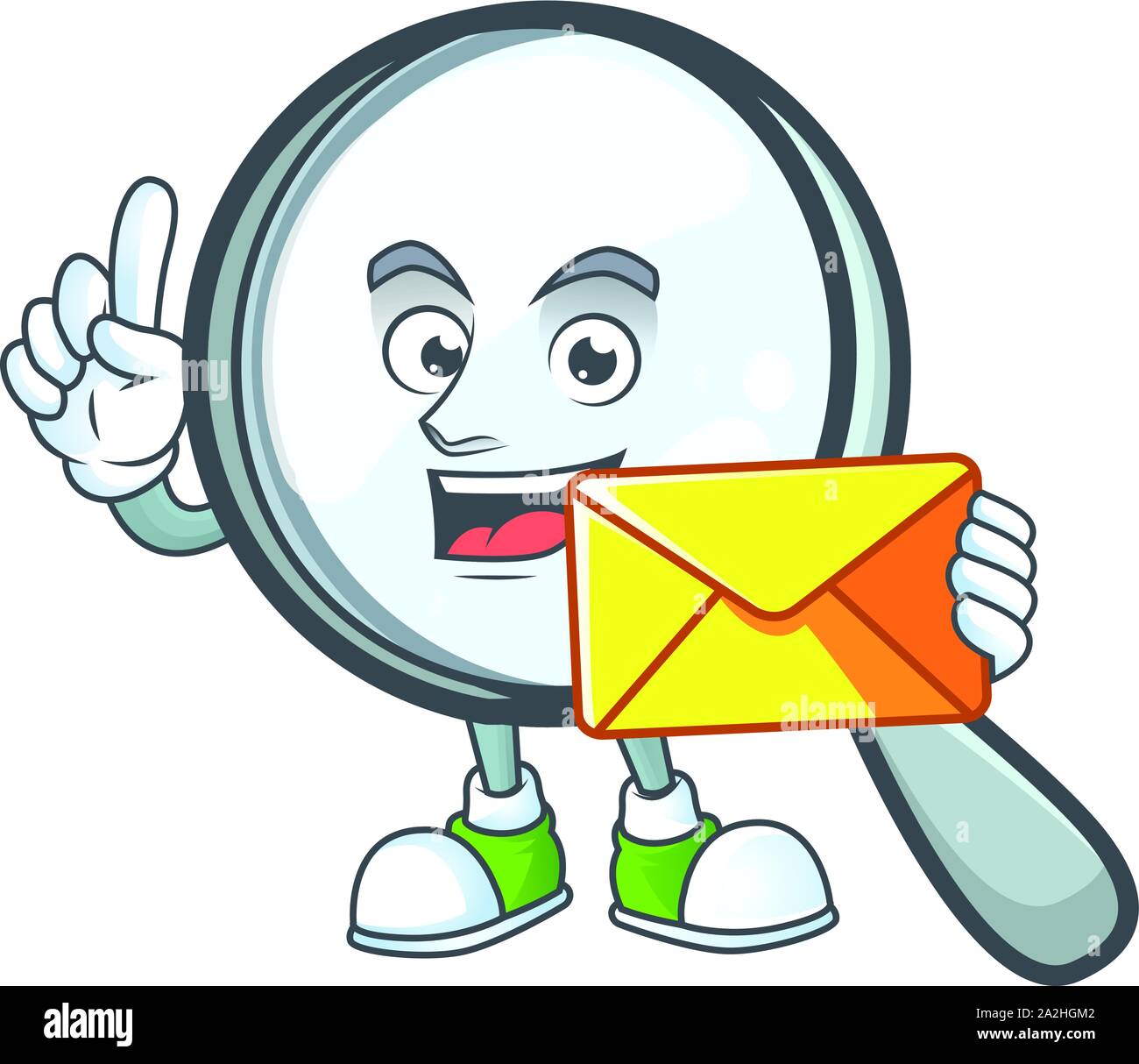 With envelope magnifying glass isolated on white background Stock ...