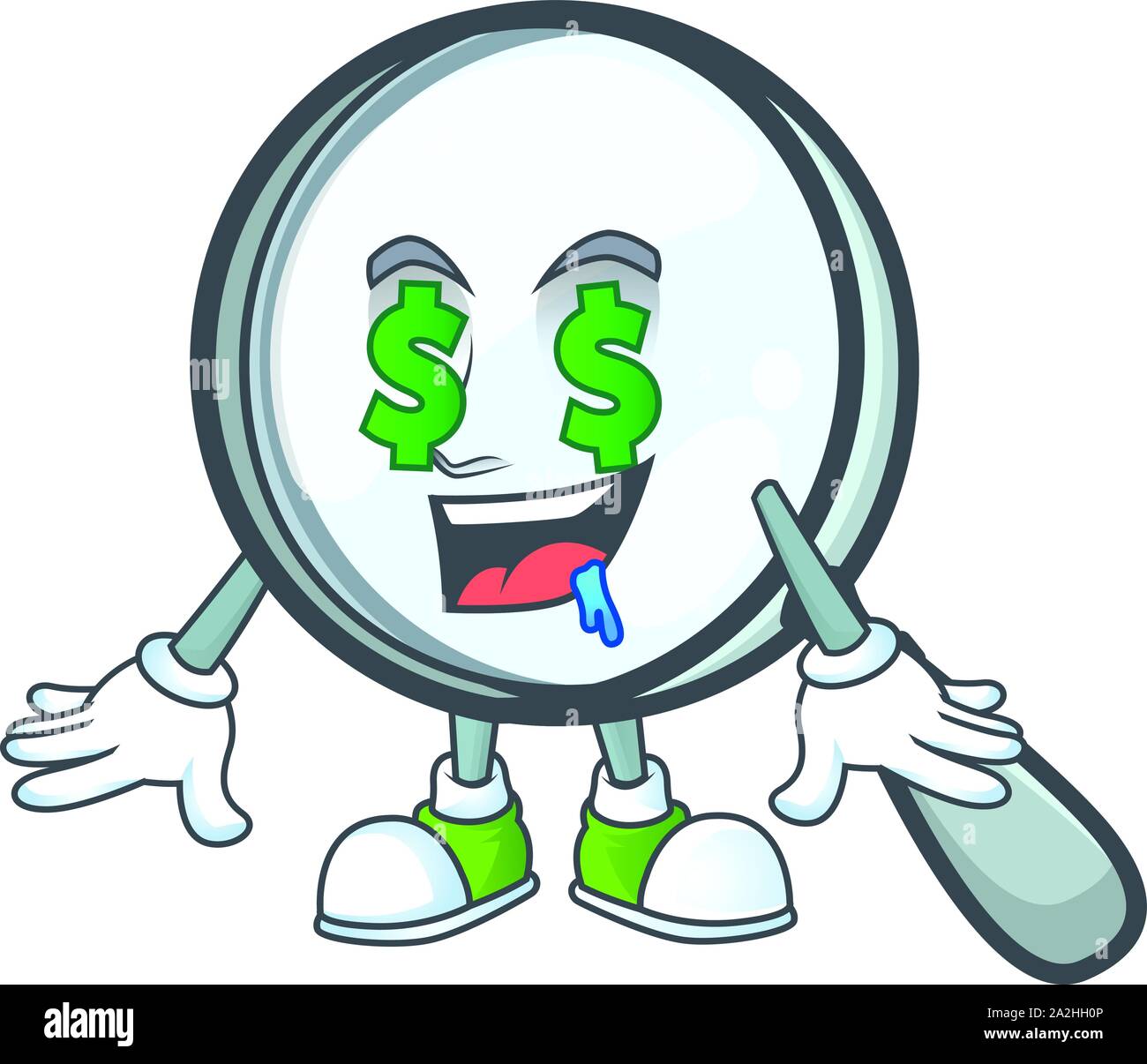 Money eye magnifying glass cartoon character with mascot Stock Vector ...