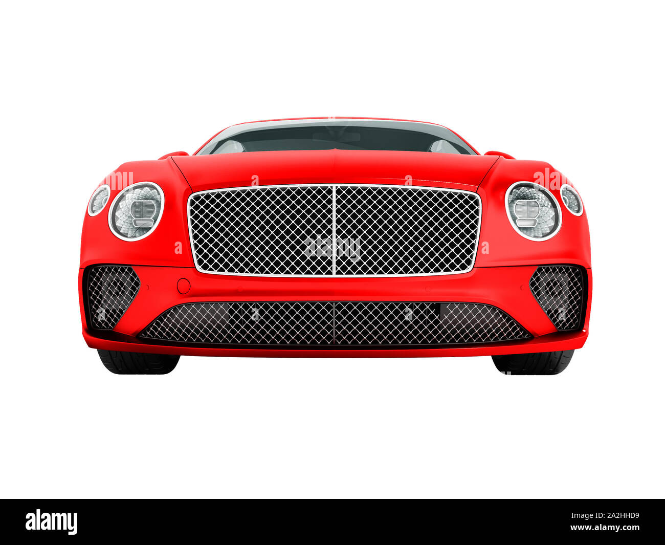 Modern red car sedan business class for travel on front work 3d render ...
