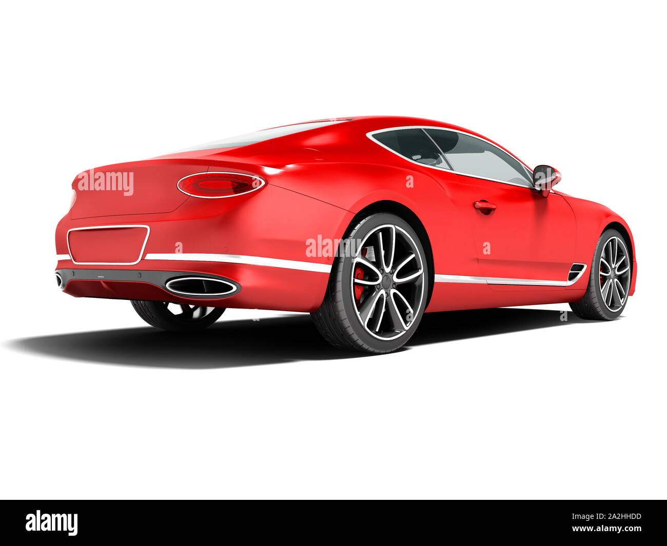 Modern red car sedan business class for trip to work behind 3d ...