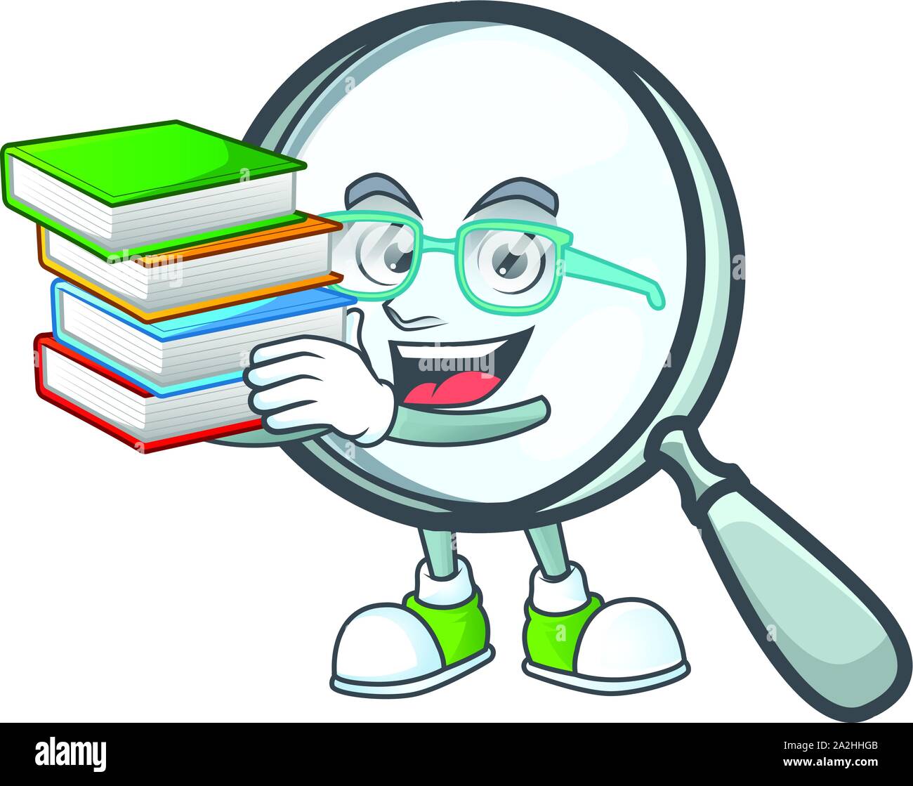 Student with book magnifying glass cartoon character with mascot Stock ...