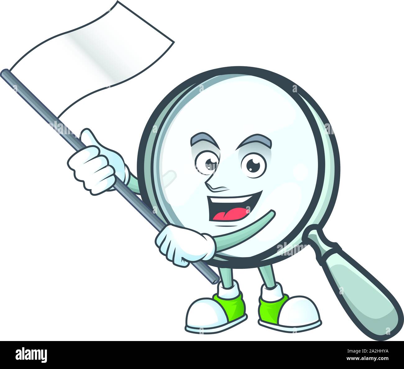 With flag magnifying glass cartoon character with mascot Stock Vector ...