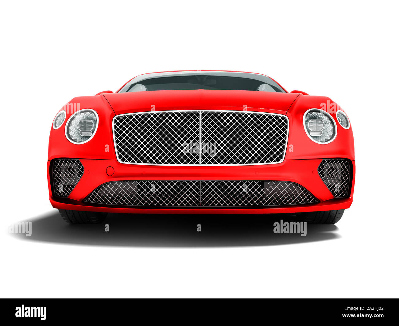 Modern red car sedan business class for travel on front work 3d render ...