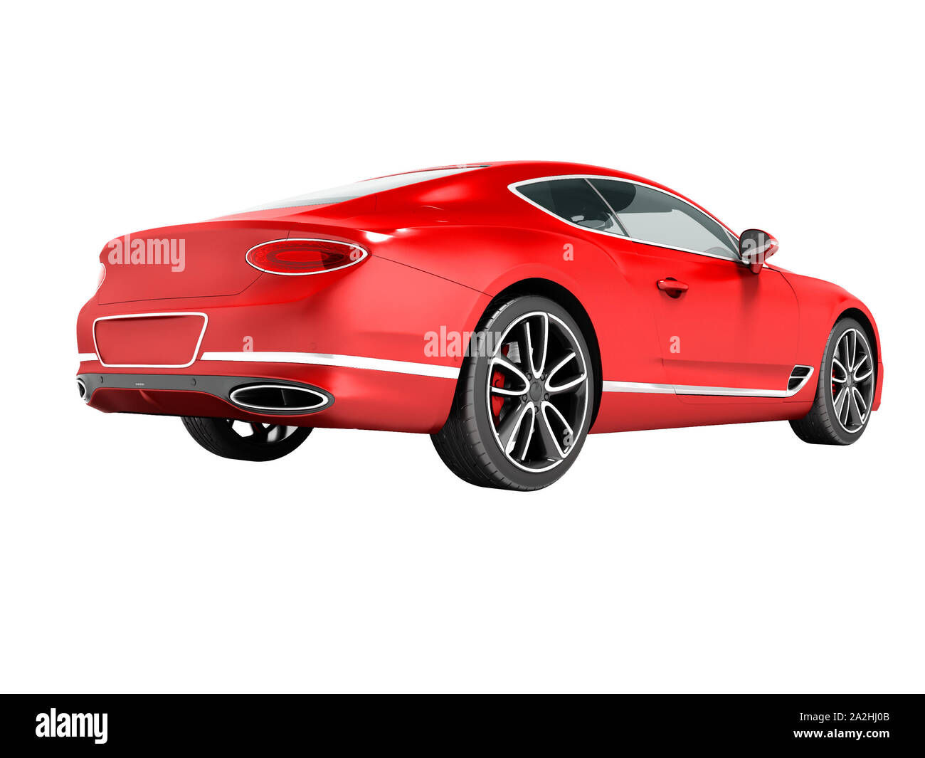 Modern red car sedan business class for trip to work behind 3d ...