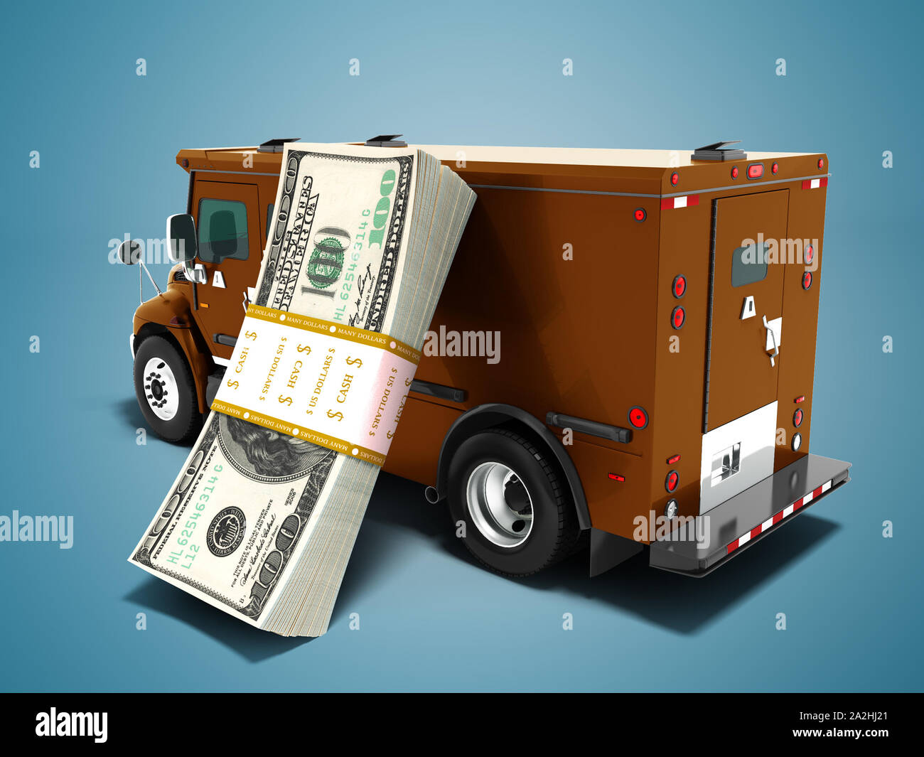 Modern transport concept stack of dollars in brown cargo bank with ...