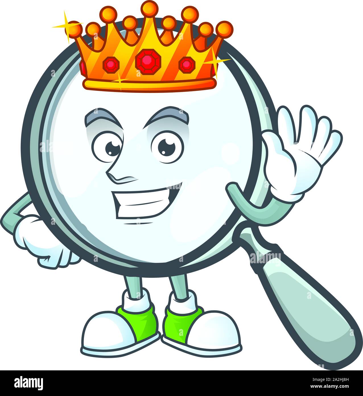 King magnifying glass cartoon character with mascot Stock Vector Image ...