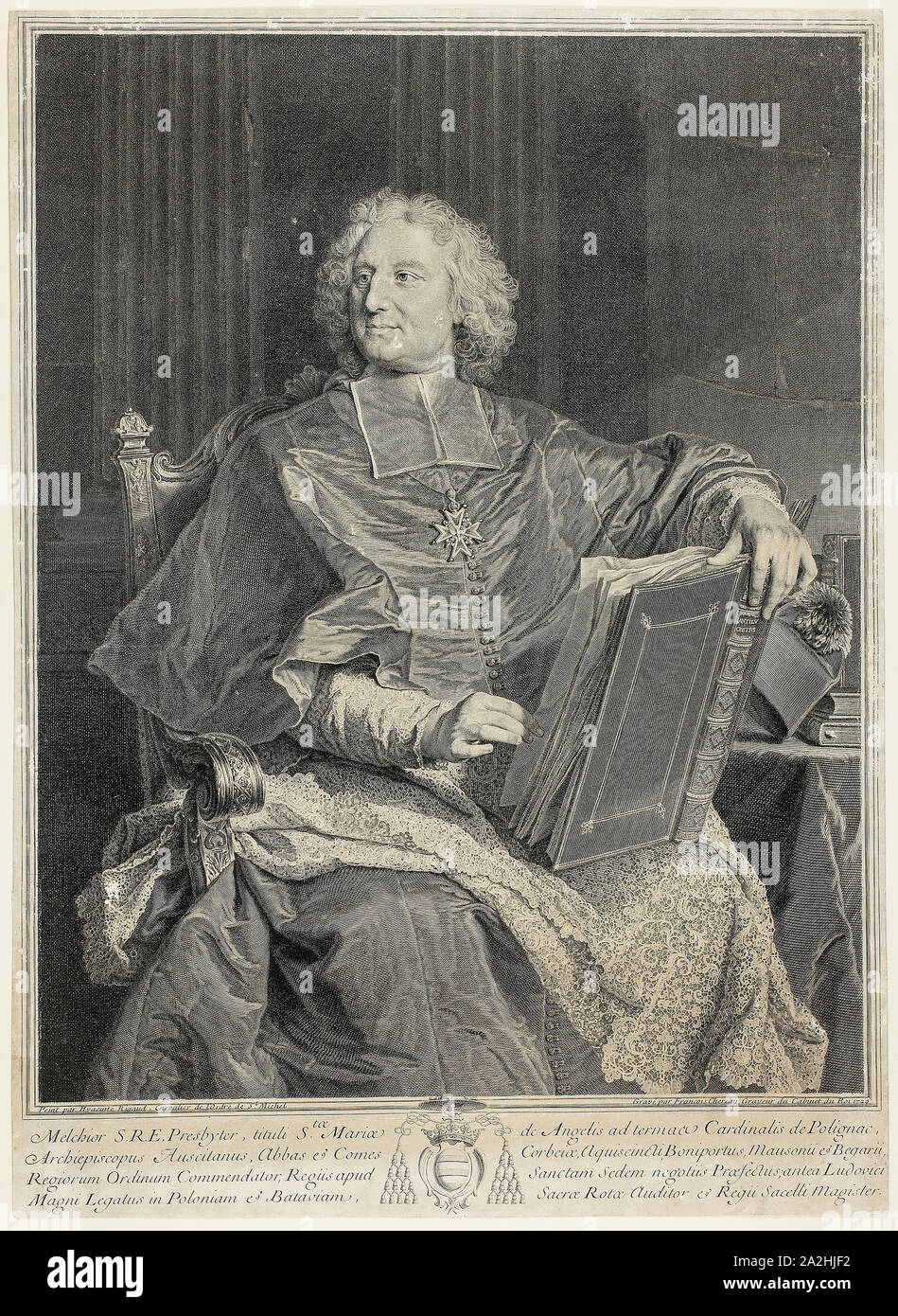 Portrait of Cardinal de Polignac, 1729, François Chereau, the elder ...