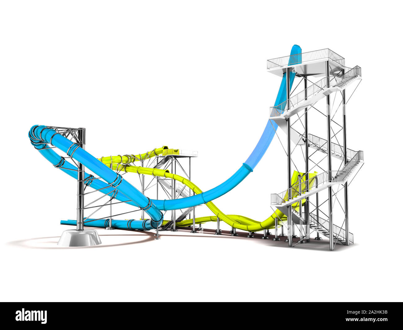 Modern Water Park Yellow Blue Slide Slides High Resolution Stock ...