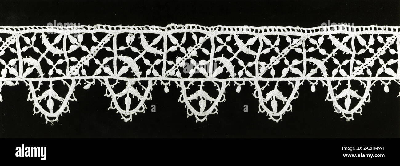 Linen needle lace worked on a laid and plaited grid hi-res stock ...