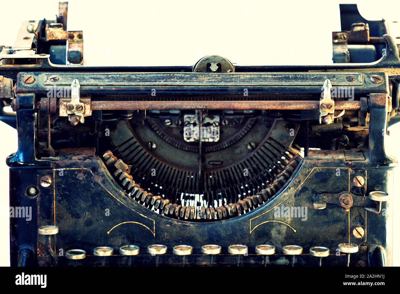 Antique typewriter. Vintage typewriter machine closeup photo Stock ...