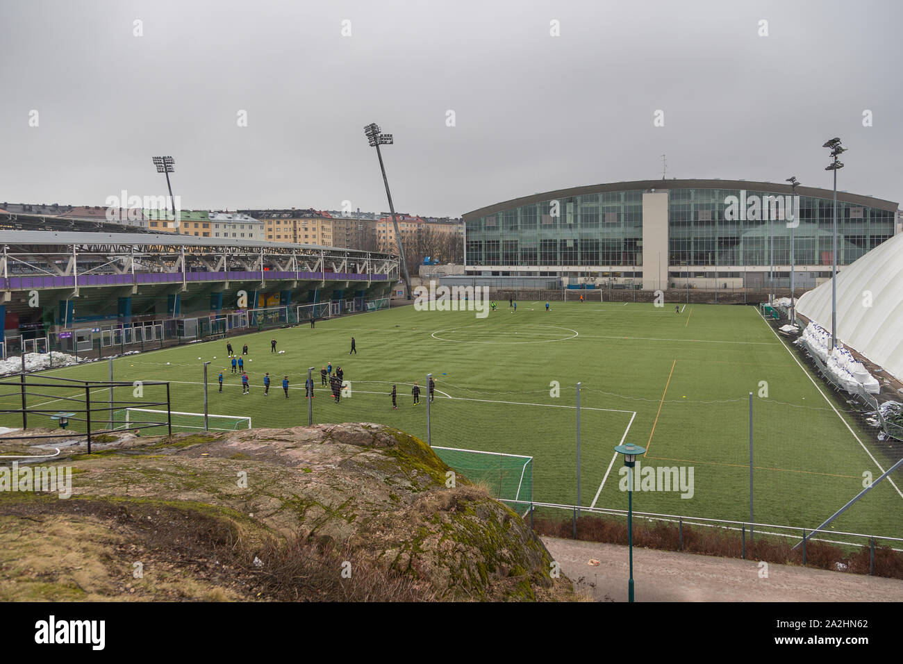 Helsinki, Finland- 01 March 2015: Match played on a small field in the ...