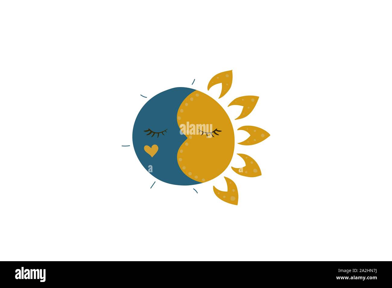 Sleeping sun and moon. Cartoon character. Vector illustration. Night ...