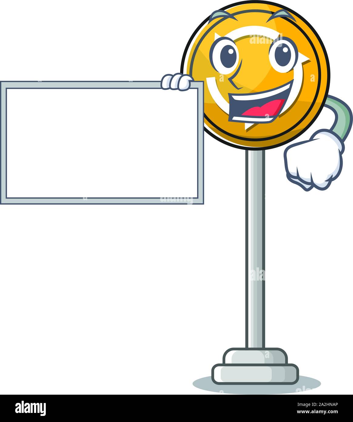 With board roundabout ahead on the roadside character Stock Vector ...