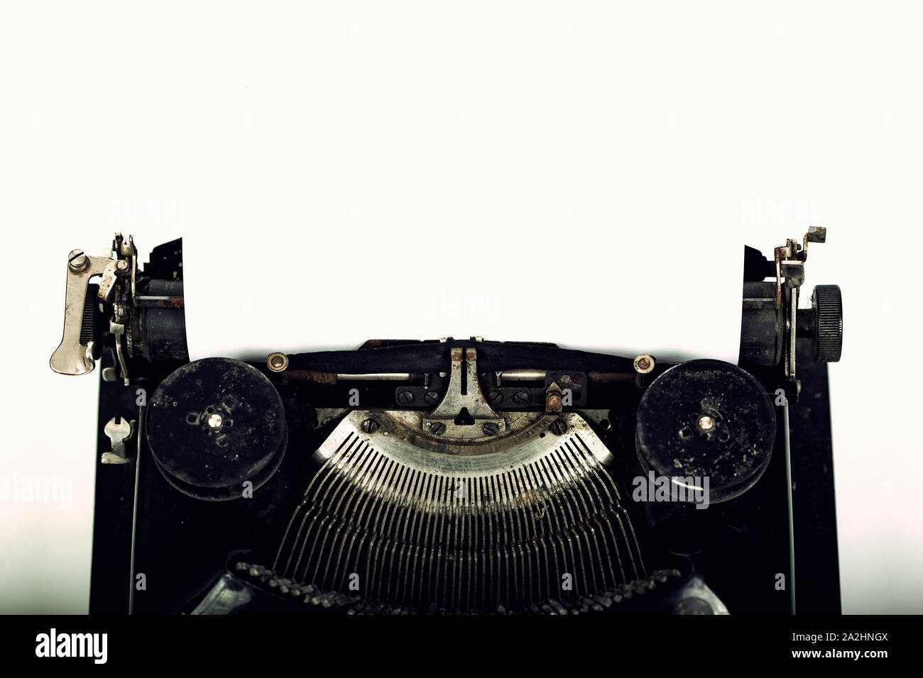 Antique typewriter. Vintage typewriter machine closeup photo Stock ...