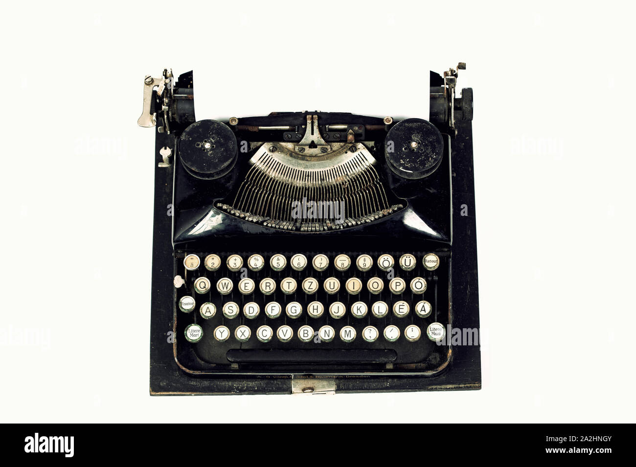 Antique typewriter. Vintage typewriter machine closeup photo Stock ...