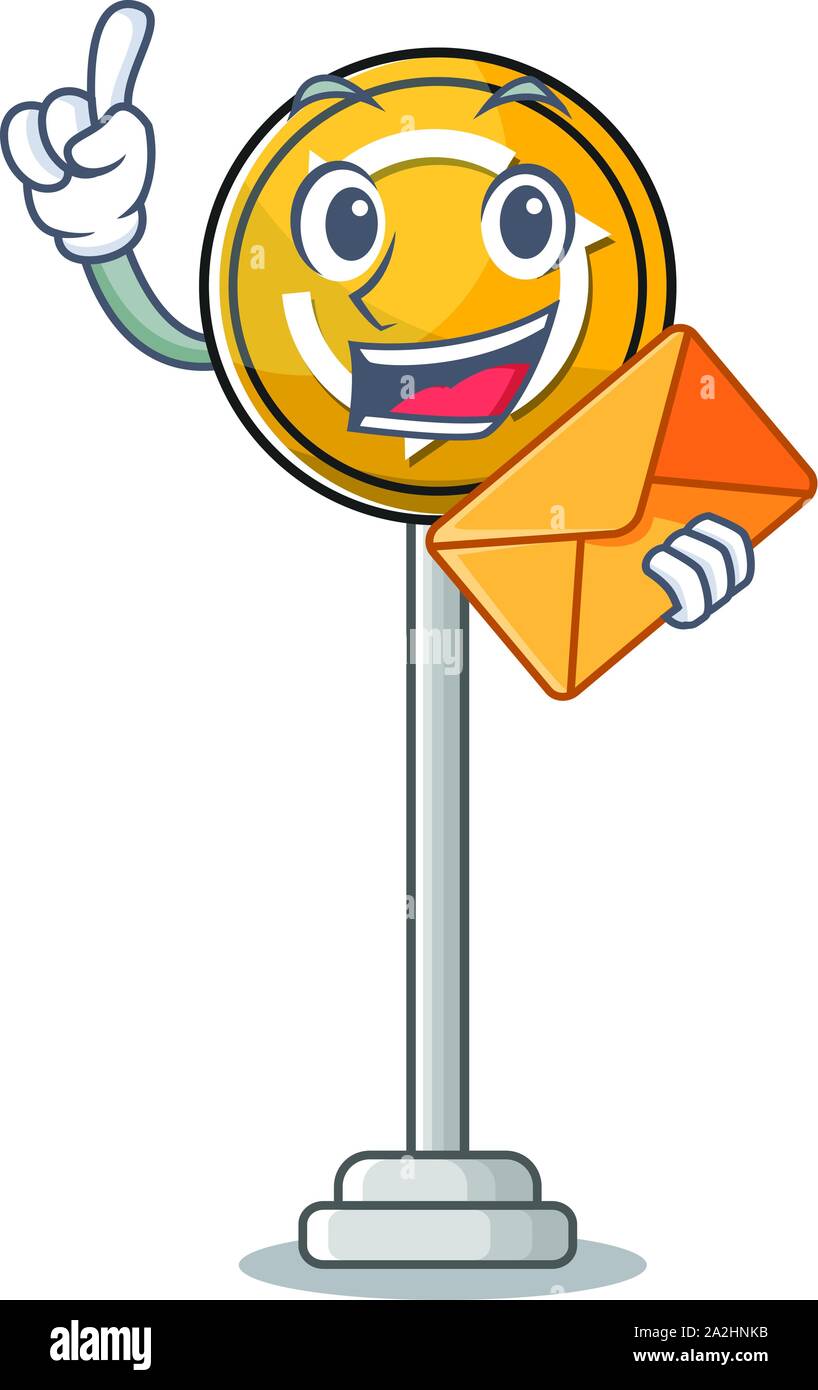 With envelope roundabout ahead character isolated the cartoon Stock ...