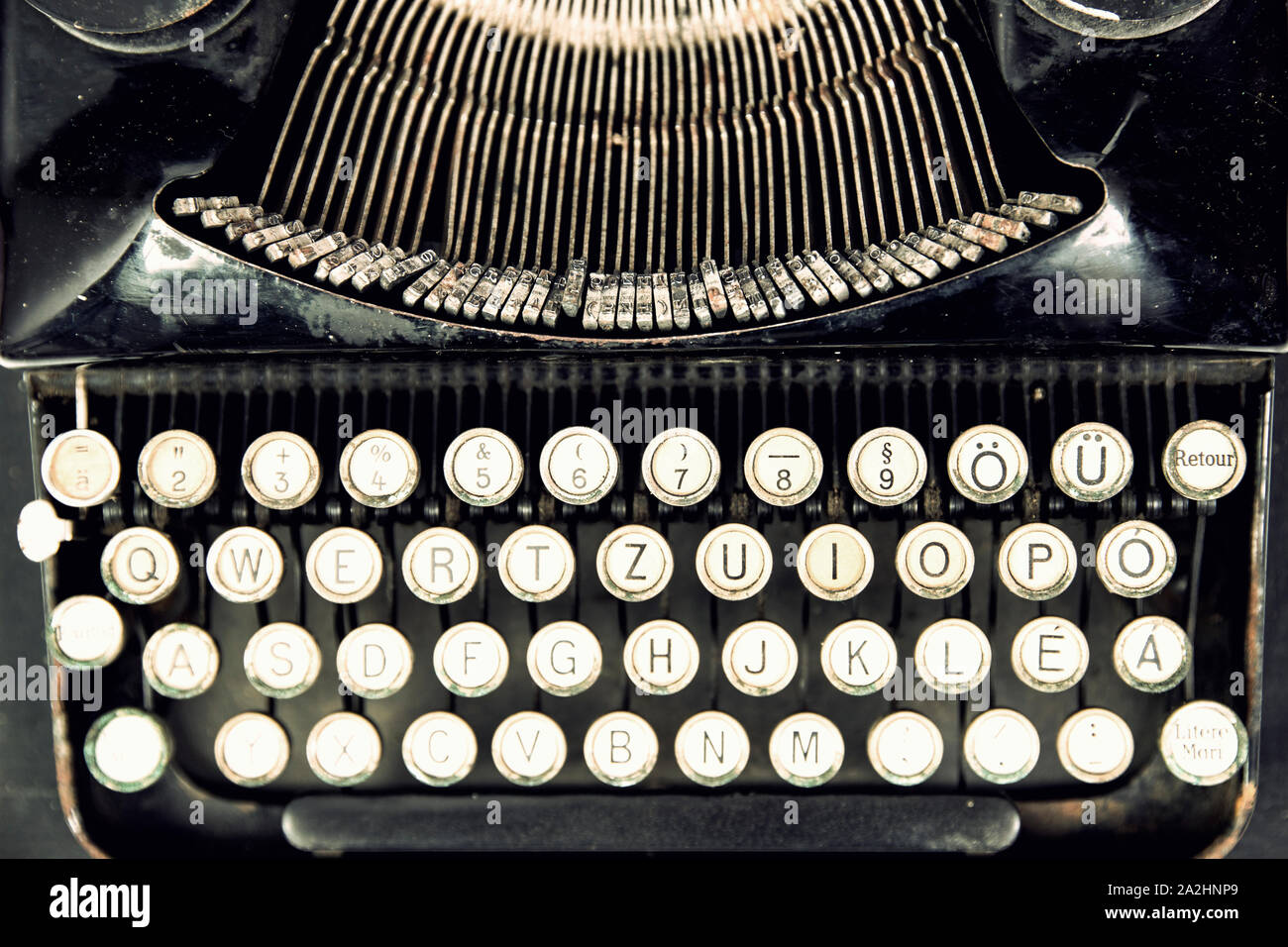 Antique typewriter. Vintage typewriter machine closeup photo Stock ...