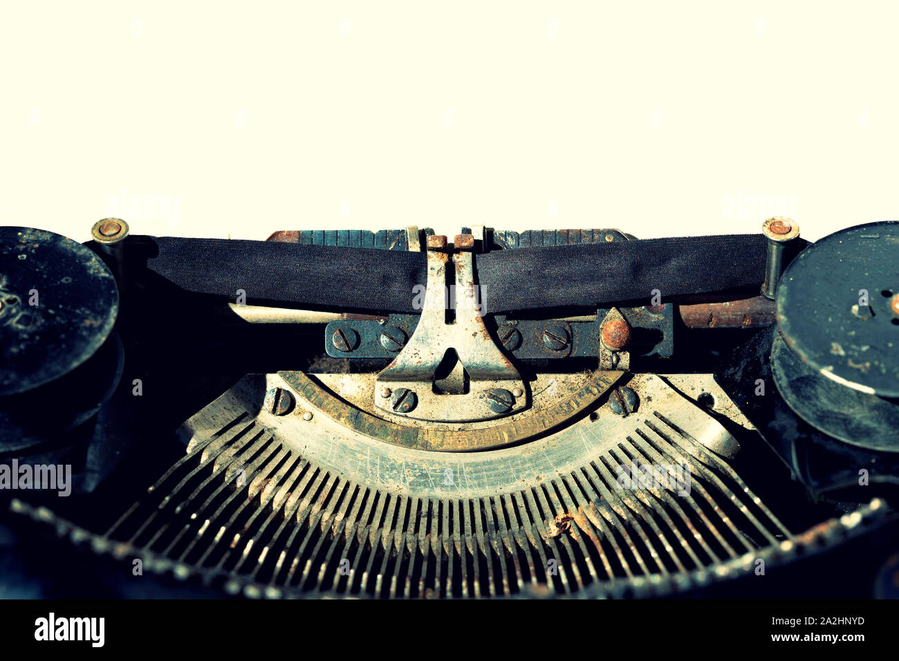 Antique typewriter. Vintage typewriter machine closeup photo Stock ...