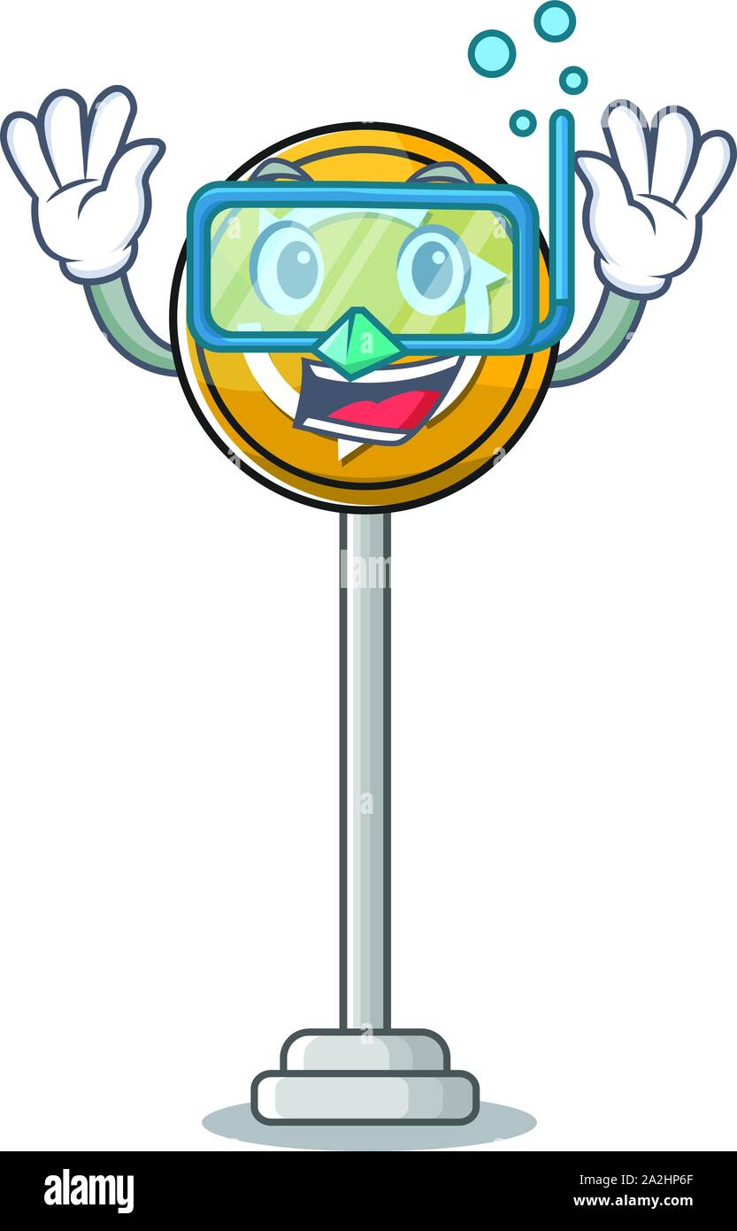 Diving roundabout ahead character isolated the cartoon Stock Vector ...