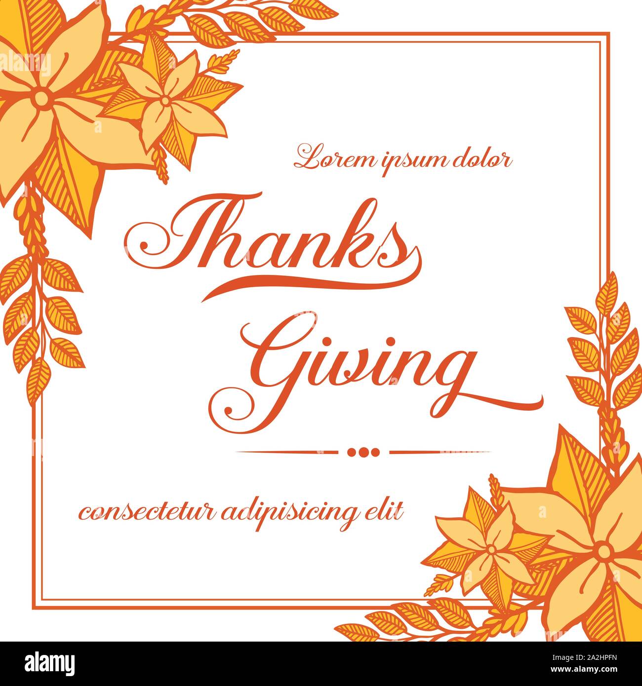 Template banner thanksgiving, with artwork of autumn leaf flower frame ...